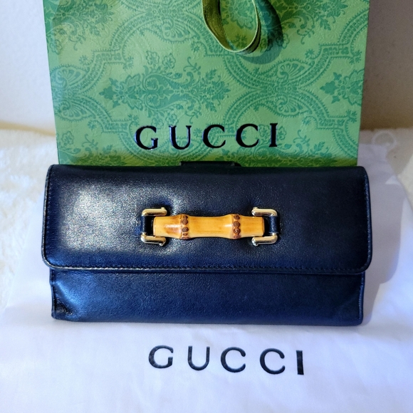 Gucci | Bags | Gucci Vintage Leather Bamboo Wallet | Poshmark